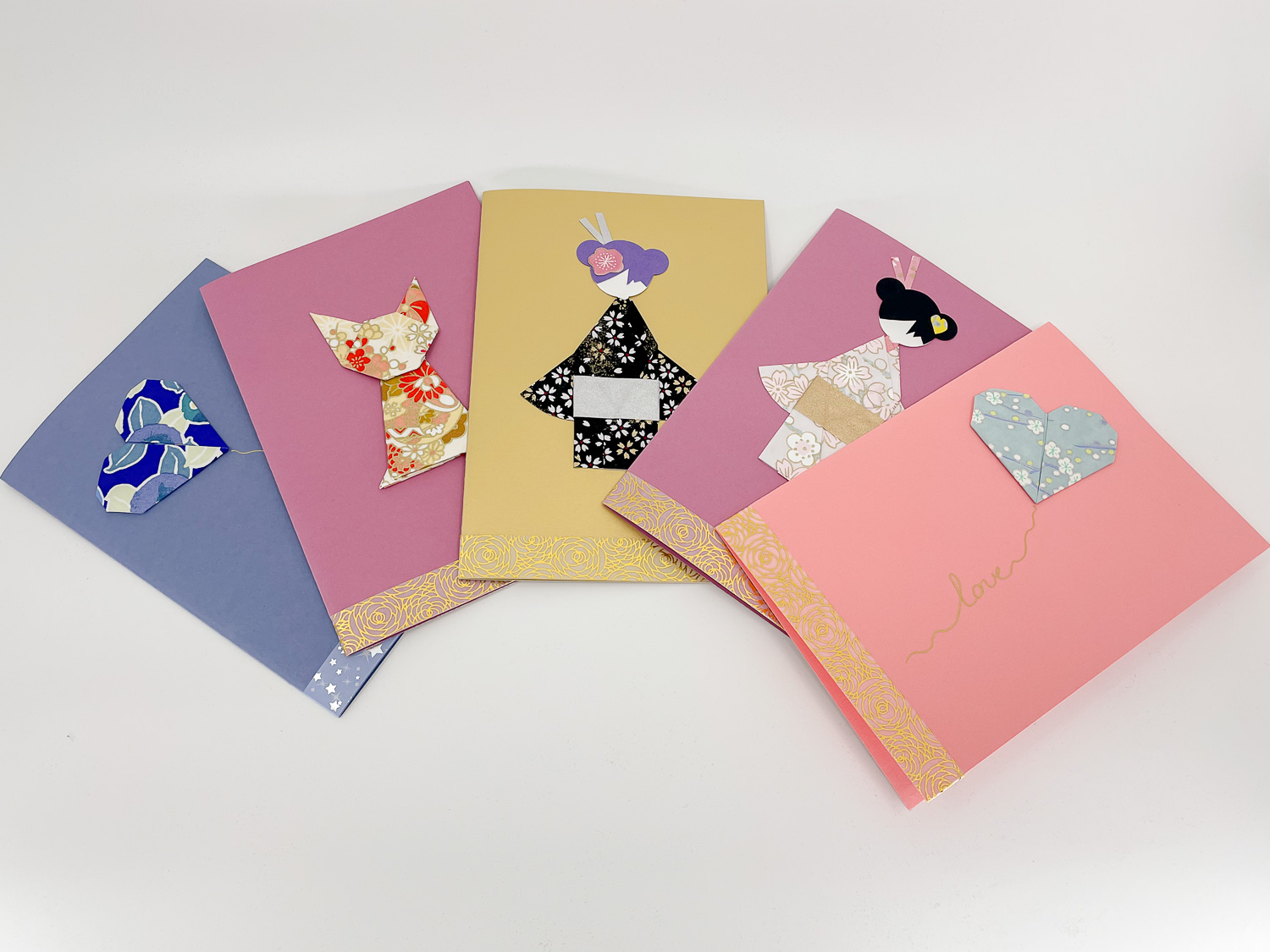 Lot de 5 cartes origami - Ikigai Origami