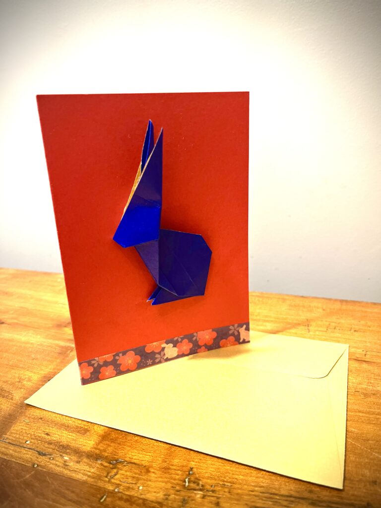 Carte lapin bleu - Ikigai Origami